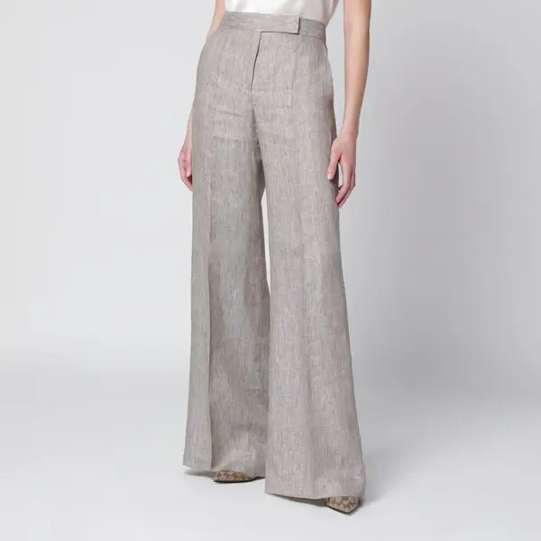 Max Mara Chevron Linen Trousers - Beige
