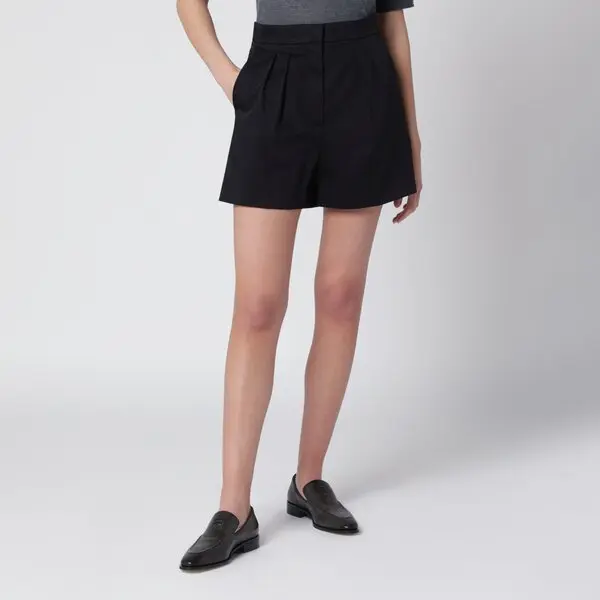 Max Mara Stretch Cotton Satin Shorts - Black