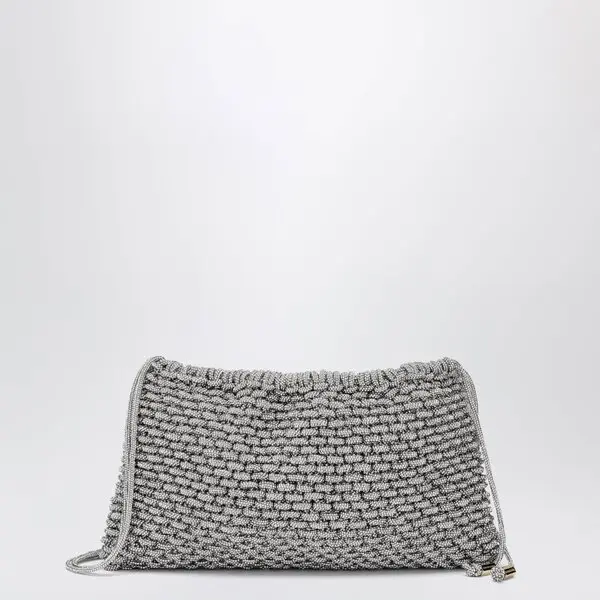 HIBOURAMA Penelope Silver Jewel Bag With Crystals - Metal