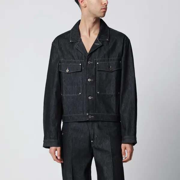 LEMAIRE Trucker Denim Jacket With Contrast Stitching - Blue