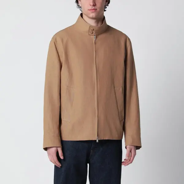 LARDINI Camel Linen-blend Jacket - Brown