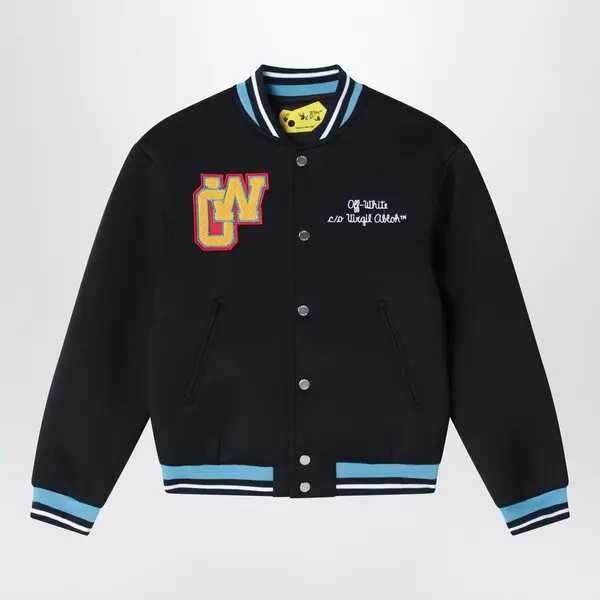 OFF-WHITE™ Bomber Jacket With Logo Embroidery - Black
