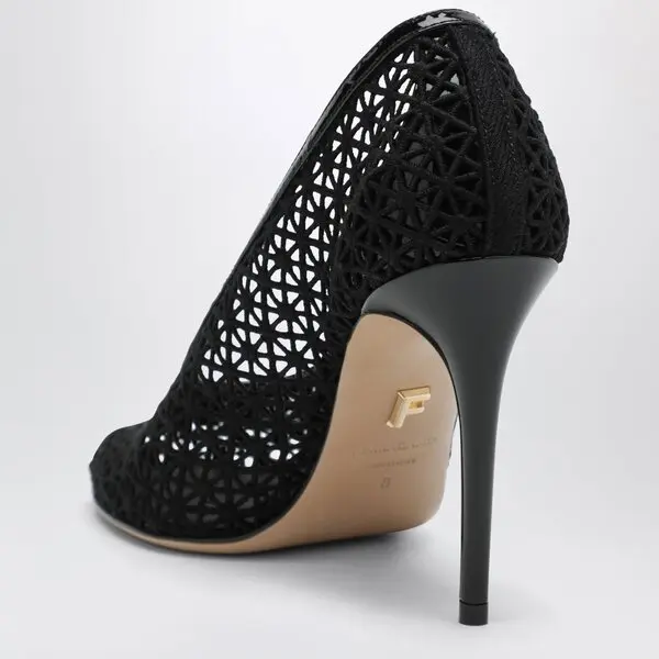 FERRAGAMO Macramé Stiletto Pumps - Black