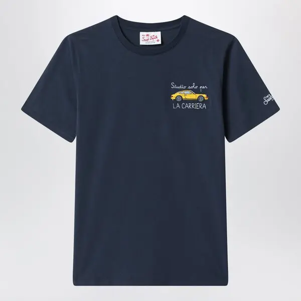 MC2 SAINT BARTH T-shirt With Car Embroidery - Blue