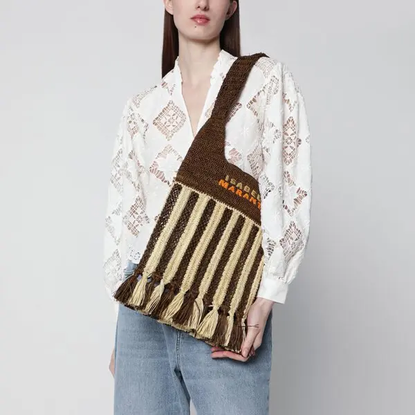 Isabel Marant Étoile Striped Raffia Bag - Brown