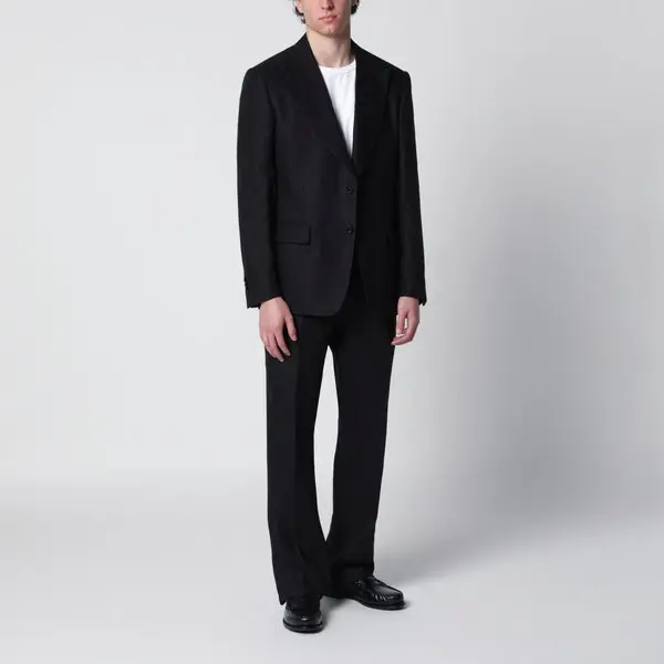 LARDINI Single-breasted Linen Jacket - Black
