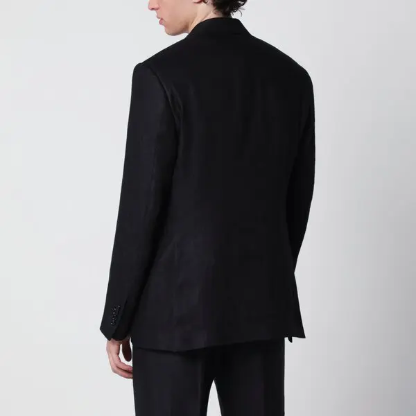 LARDINI Single-breasted Linen Jacket - Black