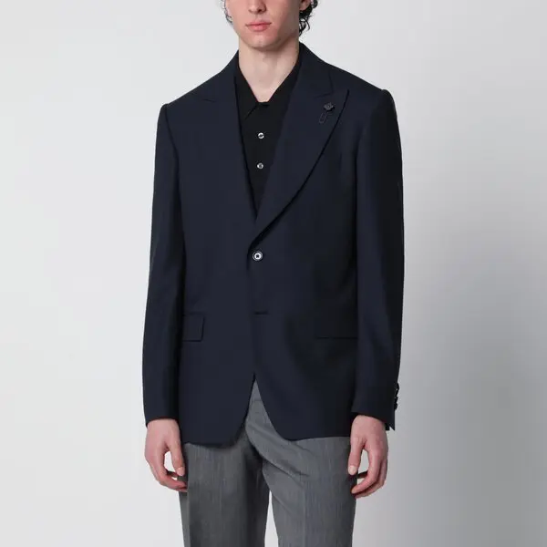 LARDINI Single-breasted Wool Jacket - Blue