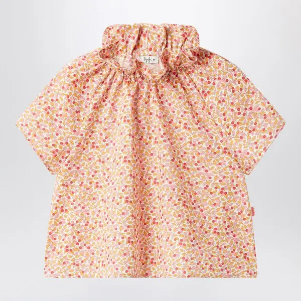 IL GUFO Floral Print Top With Ruffled Collar - Red