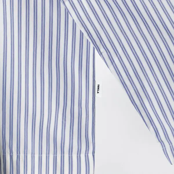 TEKLA White/light Striped Pajama Shirt - Blue