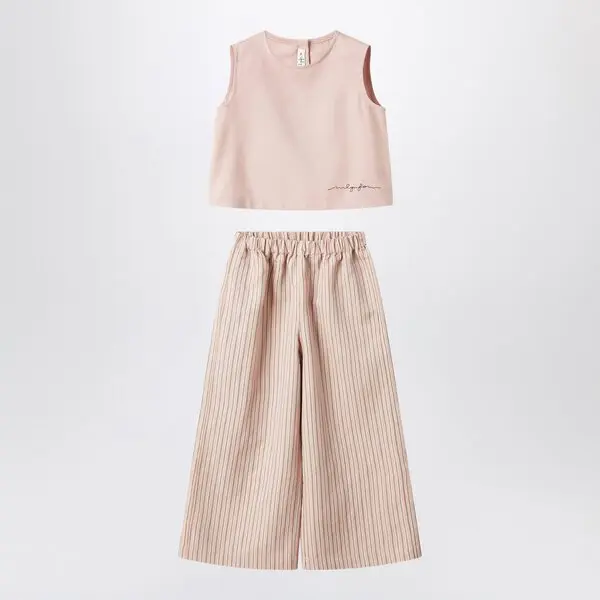 IL GUFO Striped Tank Top With Wide Leg Pants - Pink