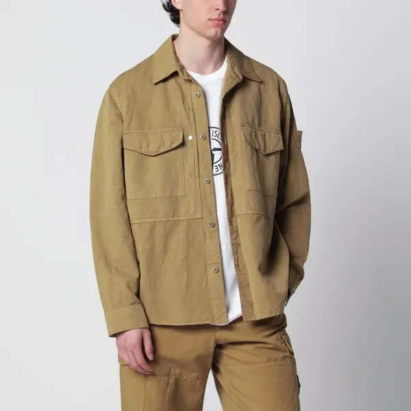 Stone Island Ghost Regular-fit Cotton-linen Overshirt - Beige