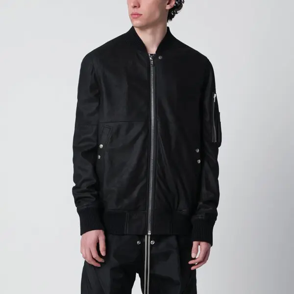 Rick Owens Lamb Leather Zip Jacket - Black