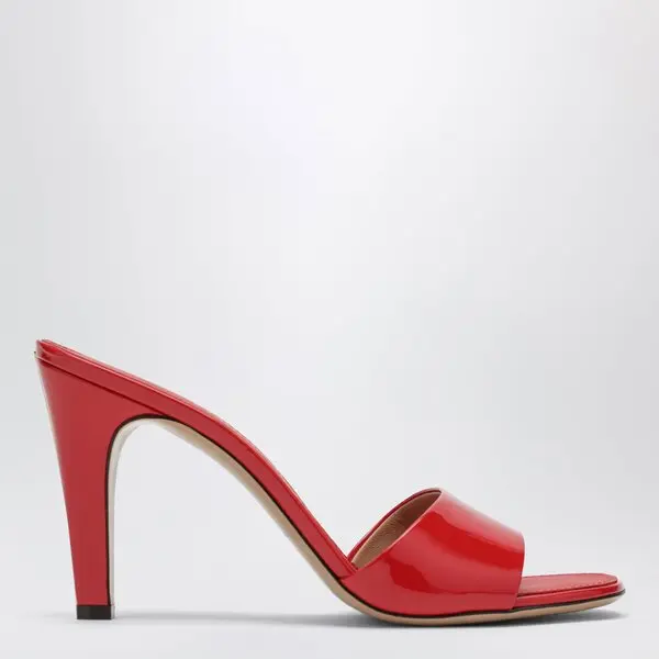 FERRAGAMO Patent Leather Heeled Slides - Red
