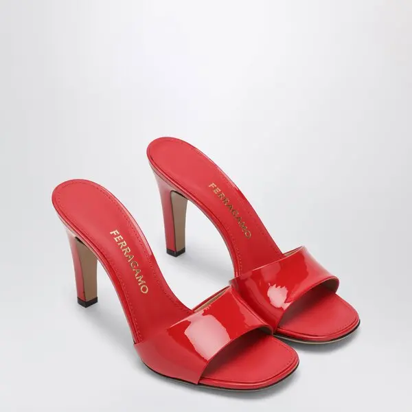 FERRAGAMO Patent Leather Heeled Slides