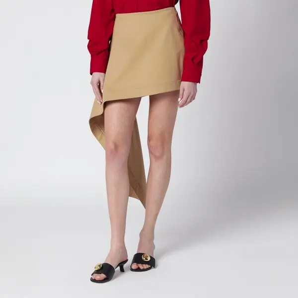 Loewe Cotton And Silk Gabardine Mini Skirt - Beige