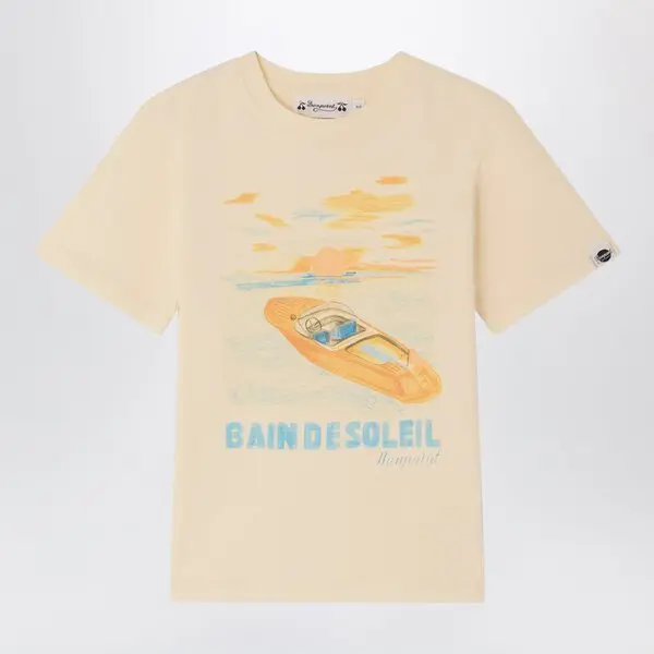 Bonpoint Thibald Écru T-shirt With Bain De Soleil Print - White
