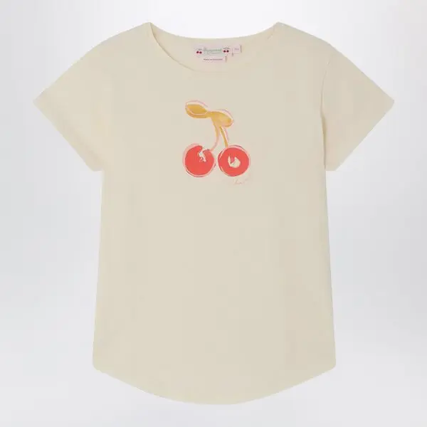 Bonpoint T-shirt With Cherry Print - Beige