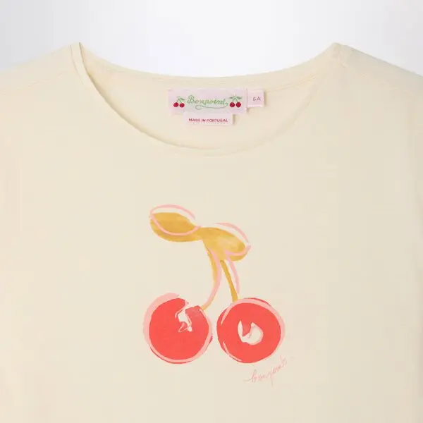 Bonpoint T-shirt With Cherry Print - Beige