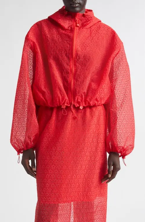 Cecilie Bahnsen Aisha Windflower Embroide Sheer Organza Jacket - Red