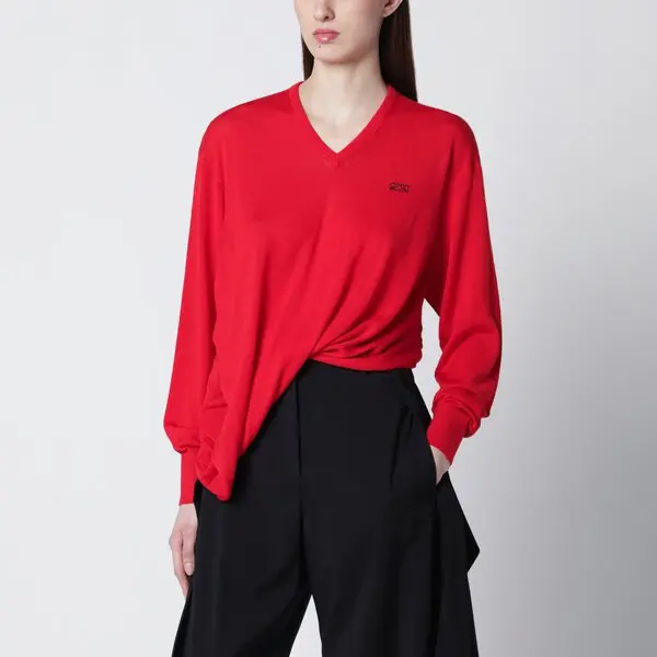 Loewe Merino Wool Draped Top - Red