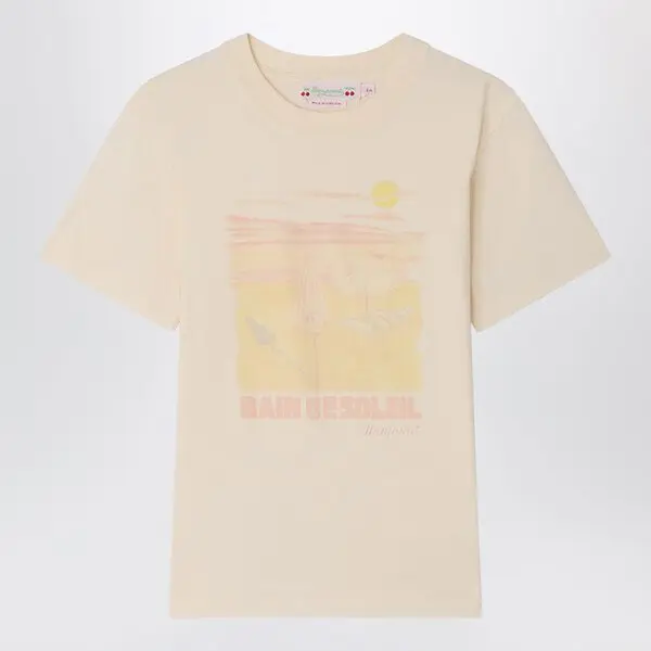 Bonpoint Thida Écru T-shirt With Bain De Soleil Print - Beige