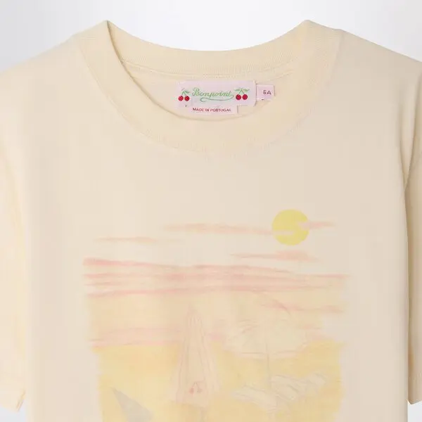 Bonpoint Thida T-shirt With Bain De Soleil Print - Beige