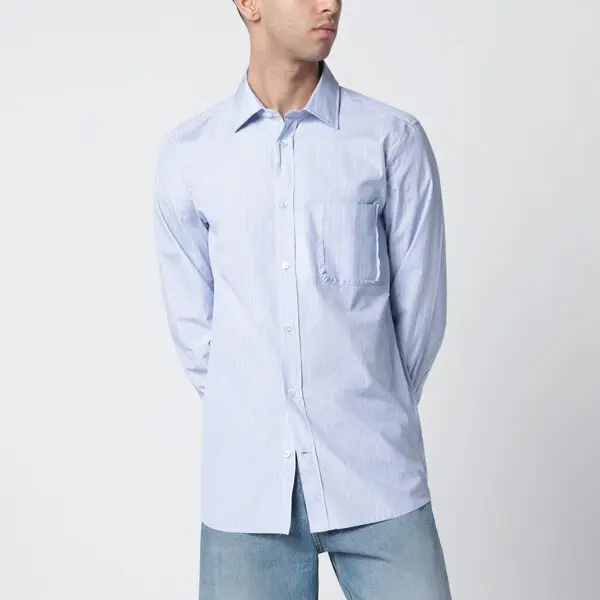 MAISON MARGIELA Striped Shirt In Cotton - Light Blue