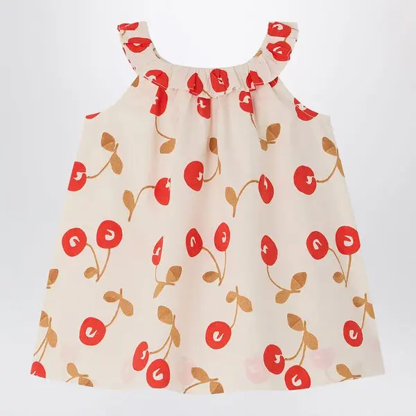 Bonpoint Niniki Cherry Print Dress - Beige