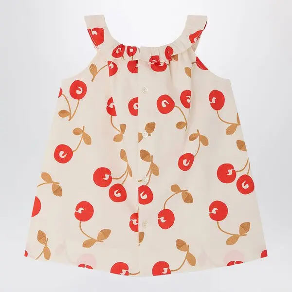 Bonpoint Niniki Cherry Print Dress - Beige