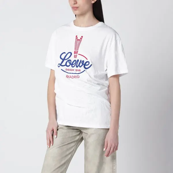 Loewe Cotton-blend T-shirt With Anagram Embroidery - White