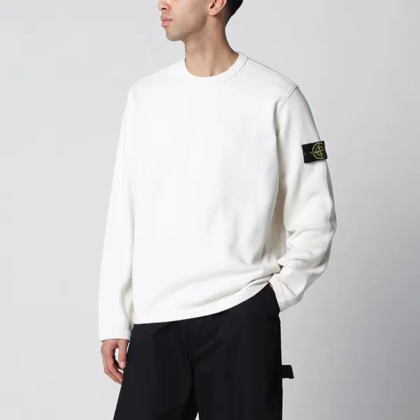 Stone Island Organic Cotton Crewneck Sweatshirt - White