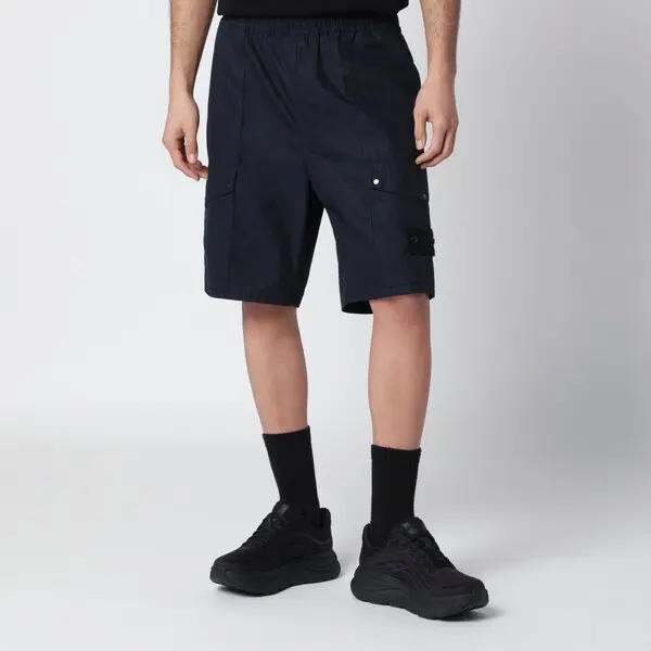 Stone Island Cotton Canvas Cargo Shorts - Blue