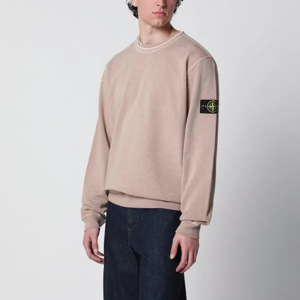 Stone Island Crewneck Sweatshirt With 'old' Treatment - Beige