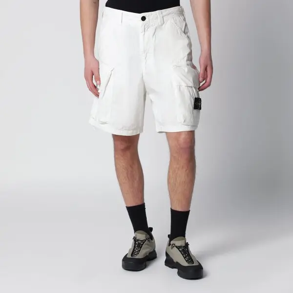 Stone Island Cotton And Nylon Ripstop Cargo Shorts - White