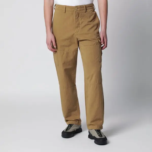 Stone Island Ghost Garment-dyed Cotton And Linen Cargo Trousers - Beige