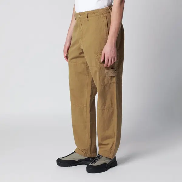 Stone Island Ghost Garment-dyed Cotton And Linen Cargo Trousers