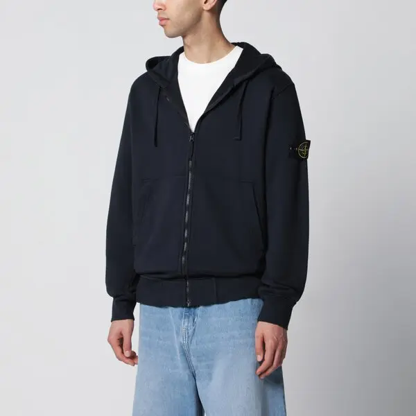 Stone Island Organic Cotton Regular-fit Hooded Zip Hoodie - Blue