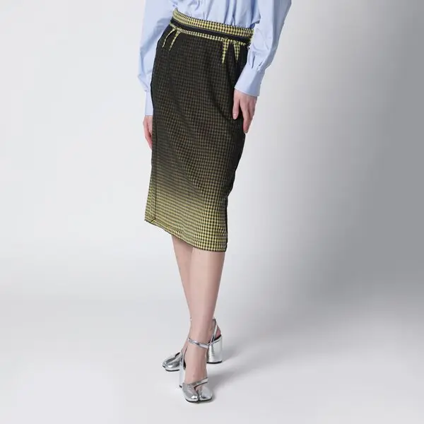 MAISON MARGIELA Virgin Wool Midi Skirt With Checked Pattern - Black