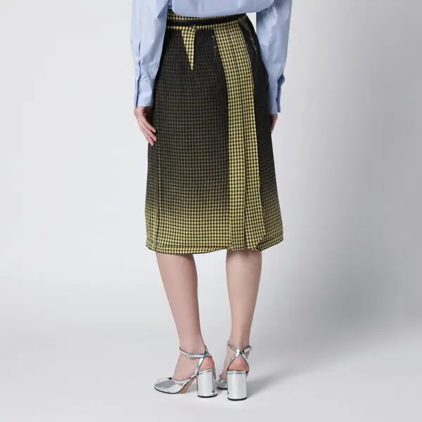 MAISON MARGIELA Virgin Wool Midi Skirt With Checked Pattern - Black