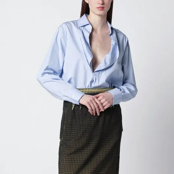 MAISON MARGIELA Blouse With Folded Collar - Light Blue