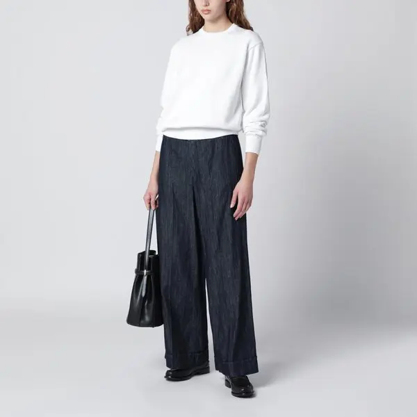 Max Mara Straight Cotton And Linen Denim Trousers - Blue
