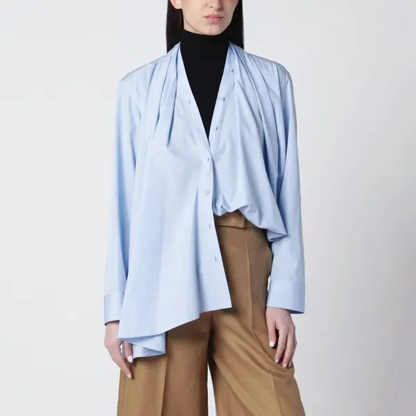 Loewe Cotton Poplin Draped Shirt - Blue