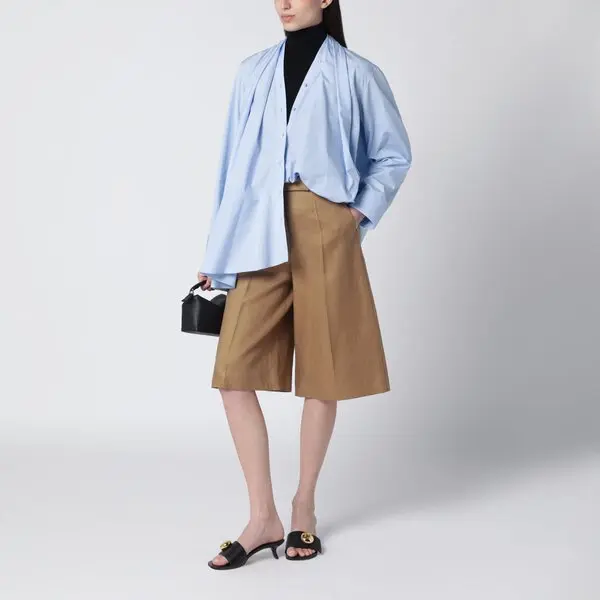 Loewe Cotton Poplin Draped Shirt - Blue