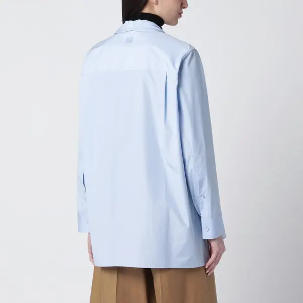 Loewe Cotton Poplin Draped Shirt - Blue