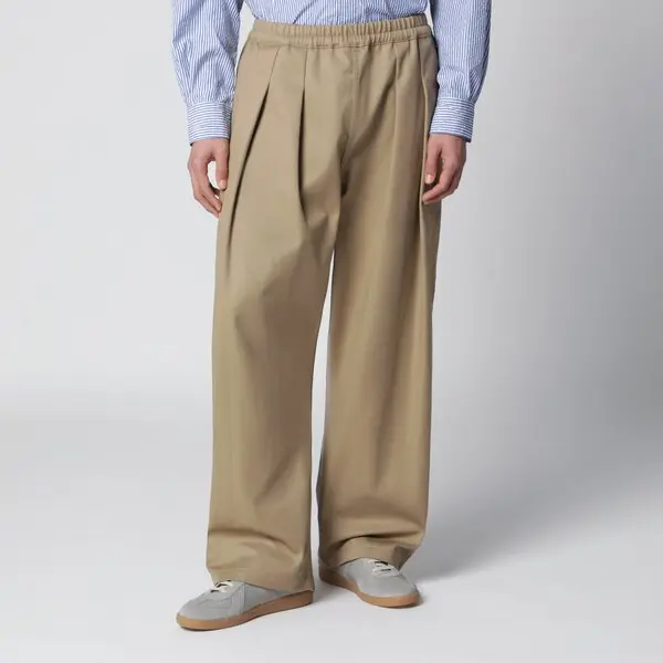 MAISON MARGIELA Low-crotch Cotton Gabardine Trousers - Beige