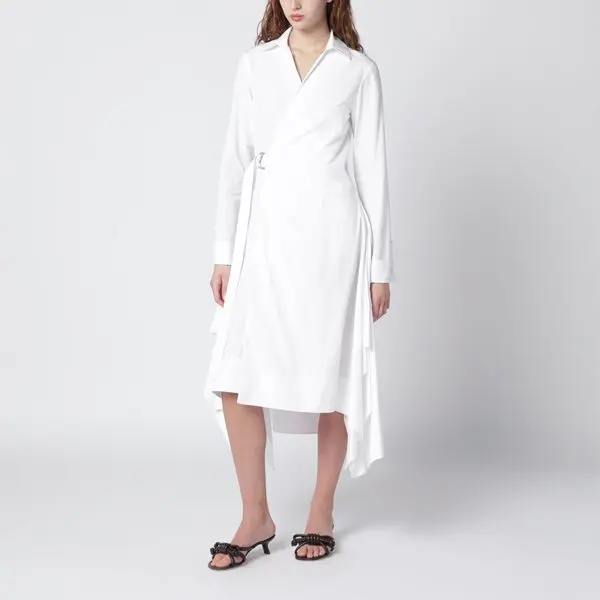 Loewe Draped Silk Jersey Midi Dress - White