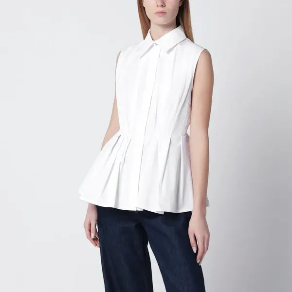 Sportmax Sleeveless Cotton Canvas Shirt - White