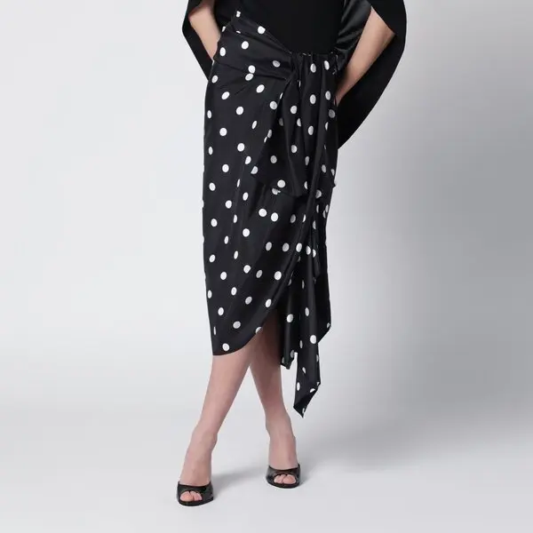 Sportmax Knot Skirt In Polka-dot Silk - Black