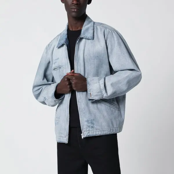 MAISON MARGIELA Washed Zip-up Denim Jacket - Blue
